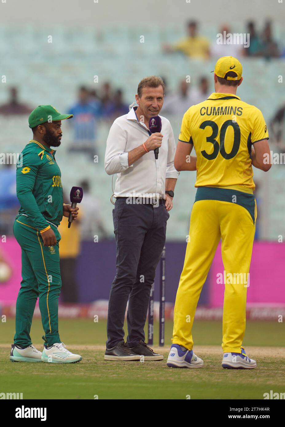 Former England cricket player and commentator Michael Atherton, center ...