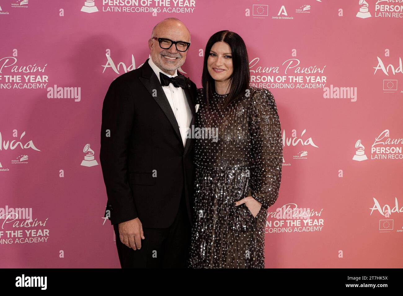 Sevilla, Spain. 15th Nov, 2023. Laura Pausini and Manuel Aboud Latin ...