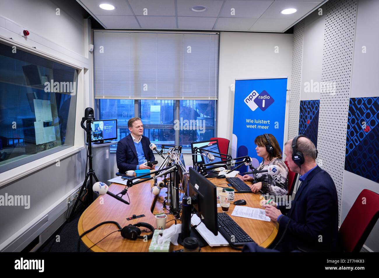 THE HAGUE - NSC party leader Pieter Omtzigt during the broadcast of the NOS Radio 1 Journaal. In ...