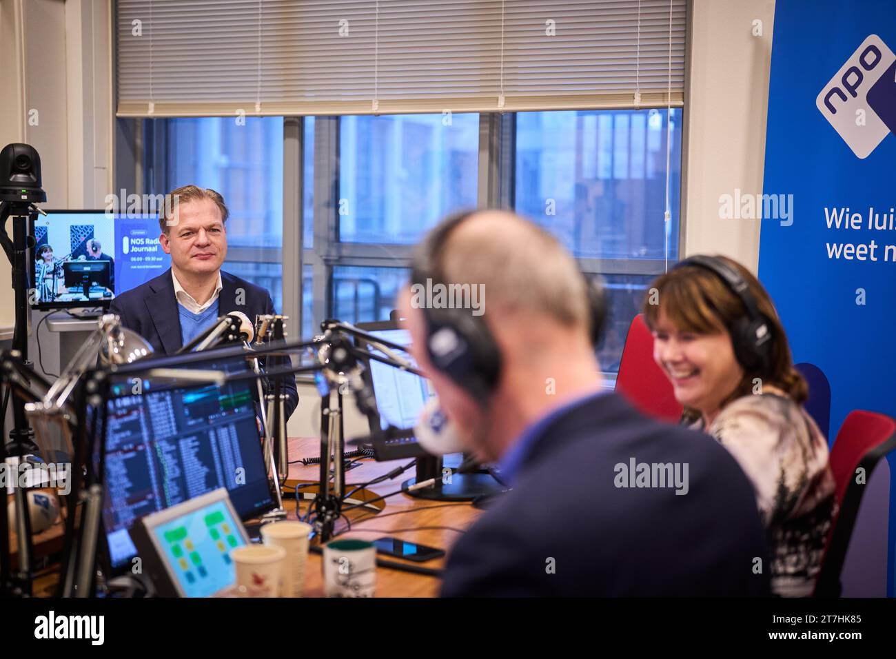 THE HAGUE - NSC party leader Pieter Omtzigt during the broadcast of the NOS Radio 1 Journaal. In ...