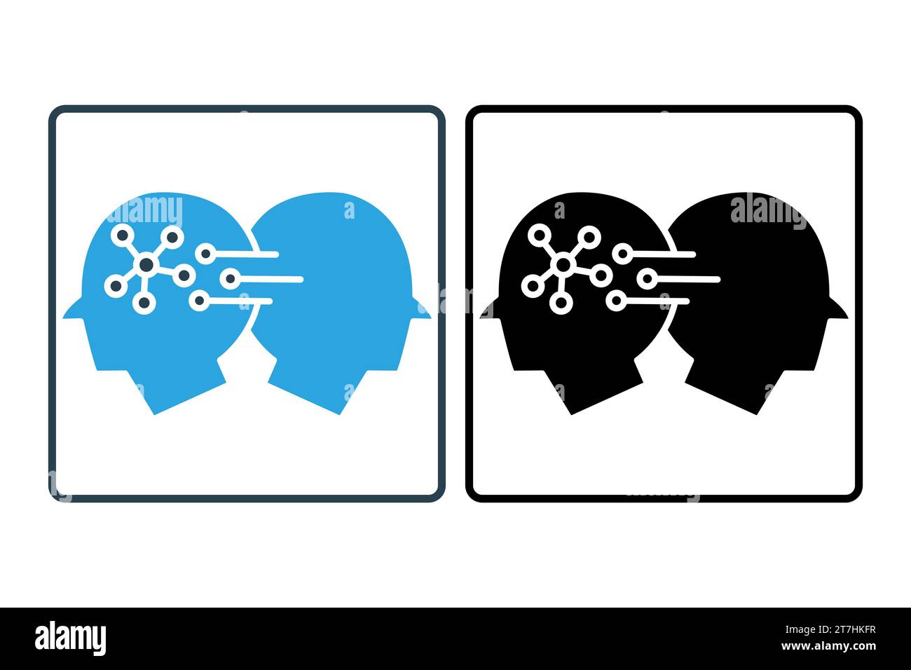 artificial intelligence icon. human machine collaboration. human head ...