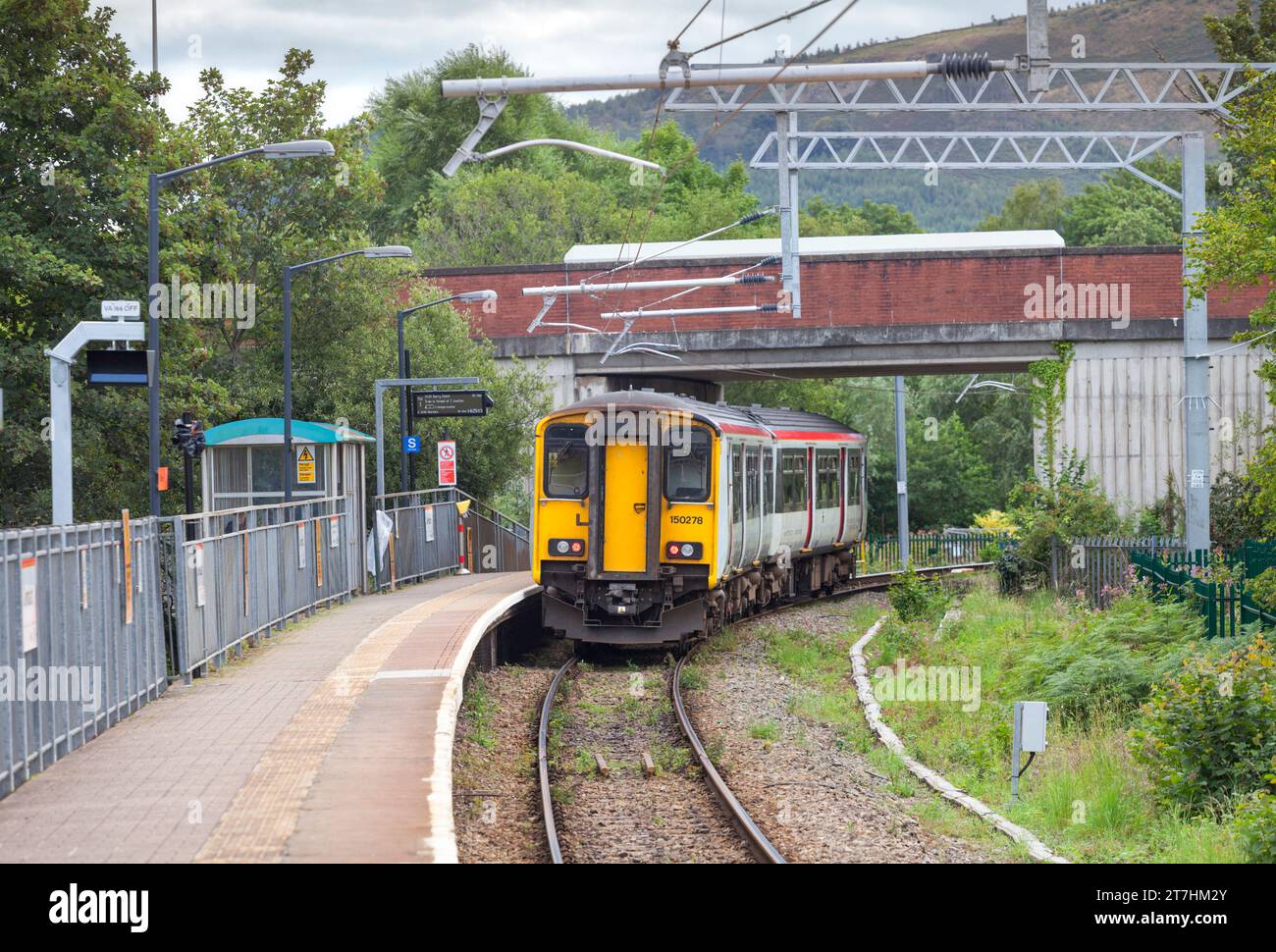 Transport For Wales class 150 DMU train 150278 calling at Cwmbach ...