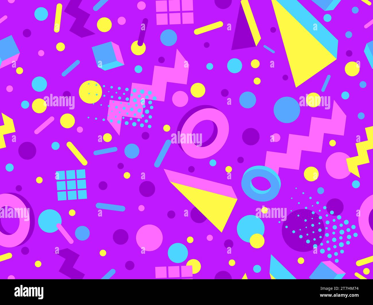 3D geometric seamless pattern in 80s style. 3d isometric triangles ...