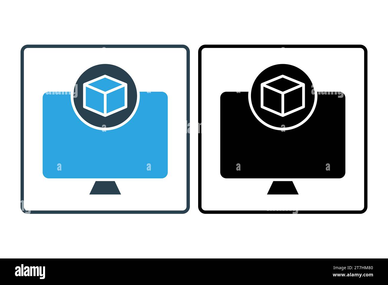 3d screen icon. screen with augmented reality. icon related to 3D ...