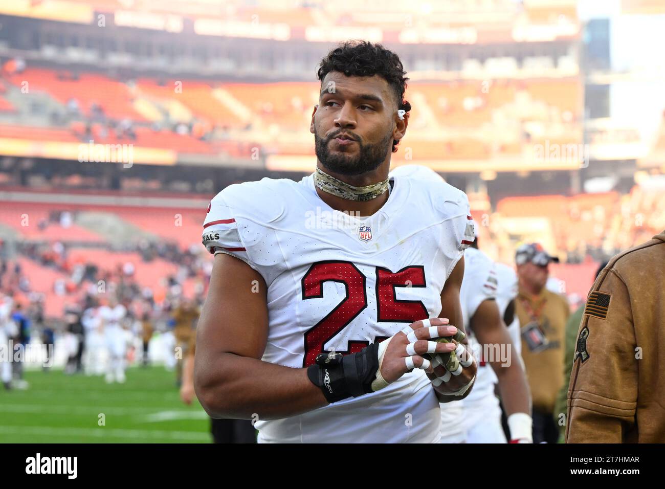 Arizona Cardinals linebacker Zaven Collins (25) walks off the field ...