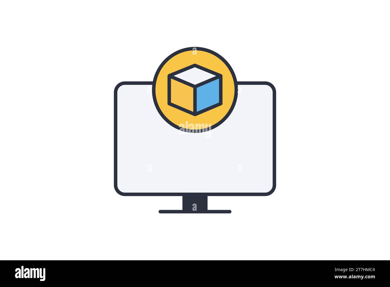 3d screen icon. screen with augmented reality. icon related to 3D ...