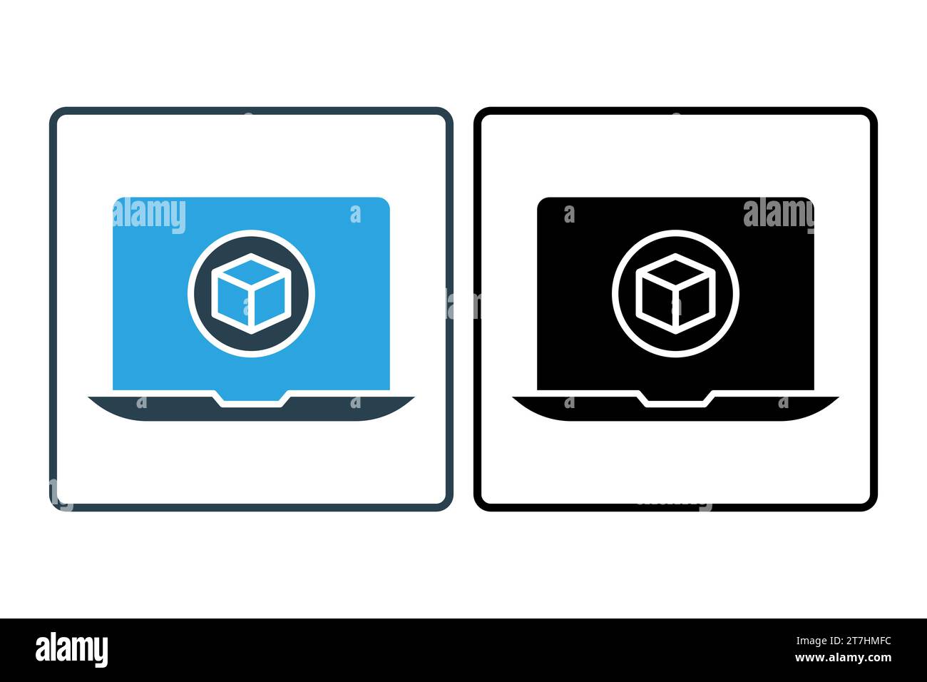 3d screen icon. screen with augmented reality. icon related to 3D ...