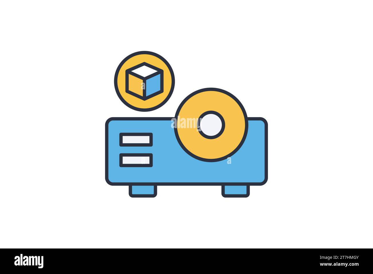 3d screen icon. projector with augmented reality. icon related to 3D ...