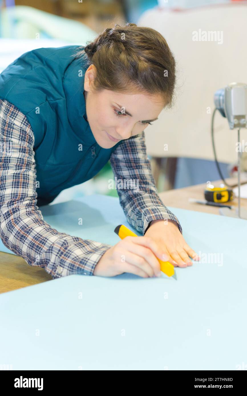 sharp cutter in womans hand Stock Photo - Alamy