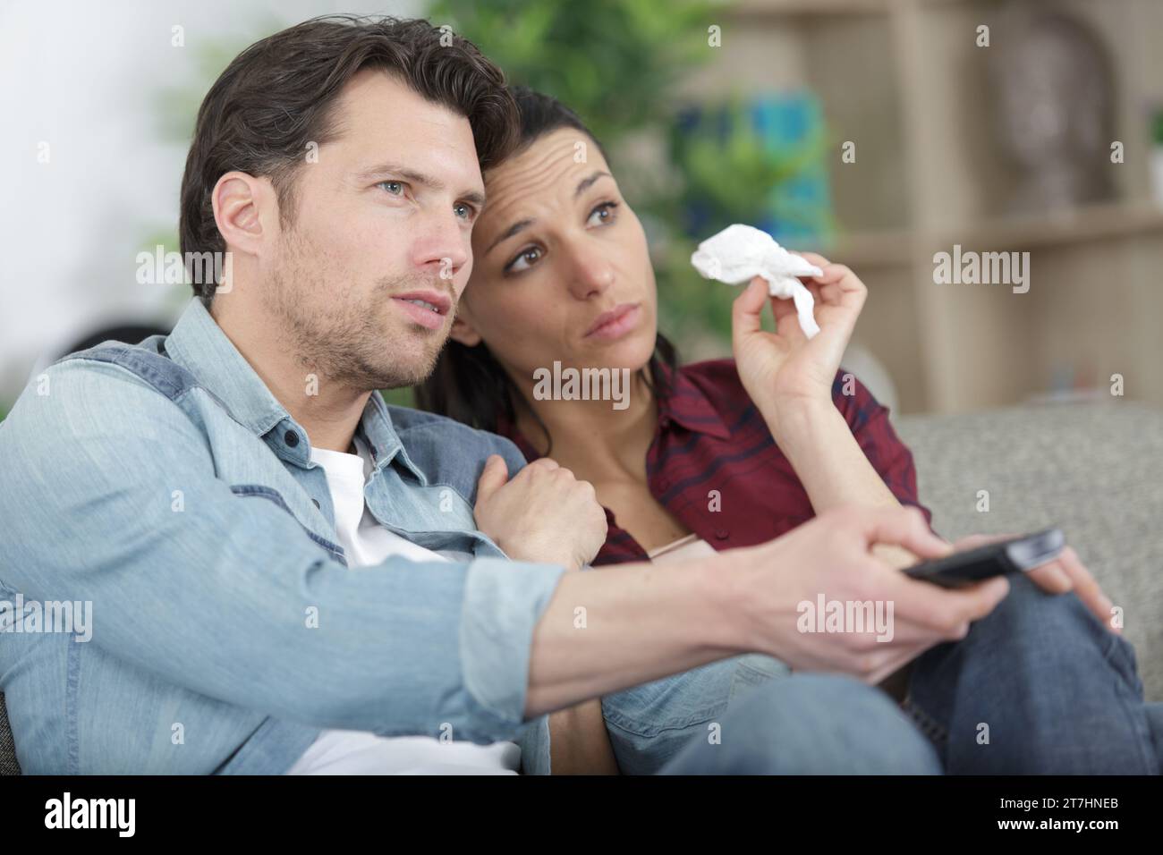 Person crying watching tv hi-res stock photography and images - Alamy