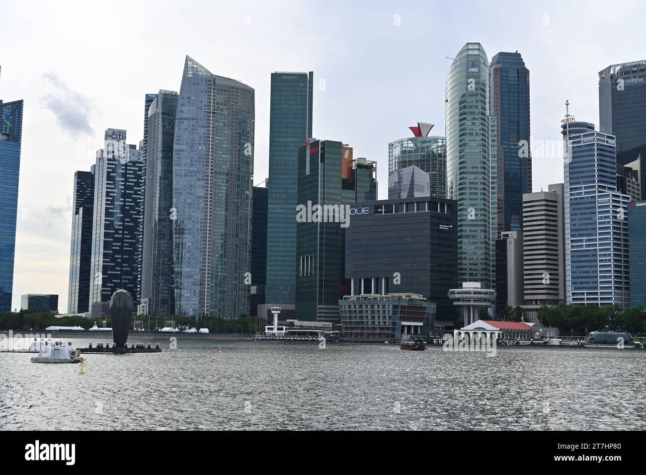 View of the buildings in Marina Bay, one of the main business areas in ...