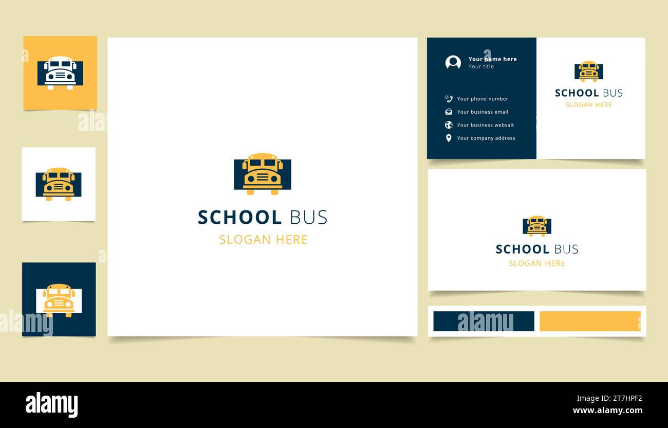 School bus logo design with editable slogan. Branding book and business ...