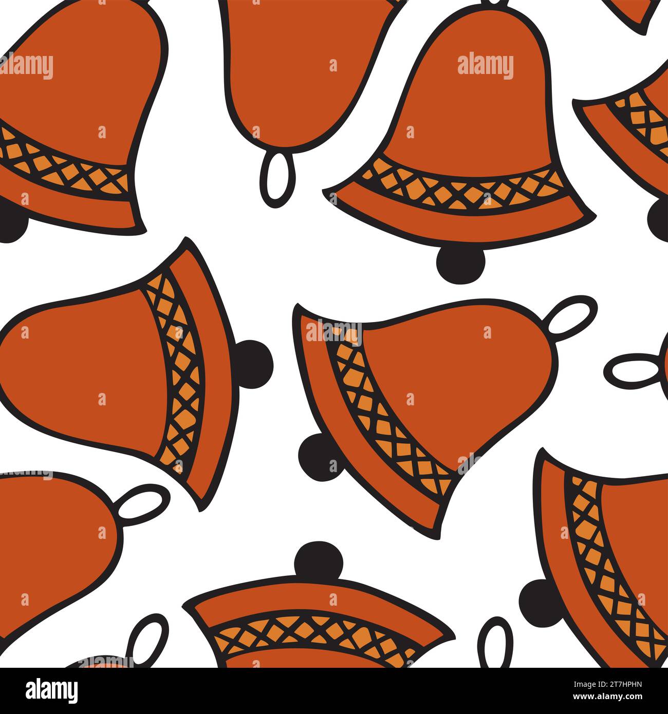 Orange Bell Seamless Pattern On A White Background. Alarm Or Alert ...