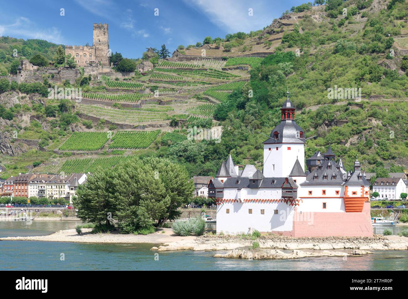 famous Village of Kaub with Pfalzgrafenstein Castle and Gutenfels ...
