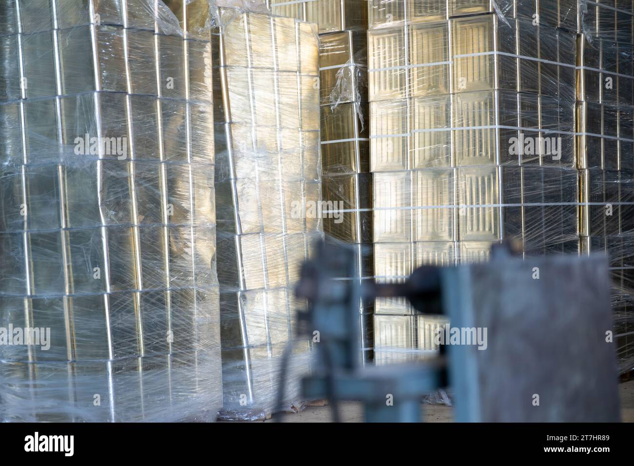 weighing Scale in front of tin used to fill olive oil and all type of ...