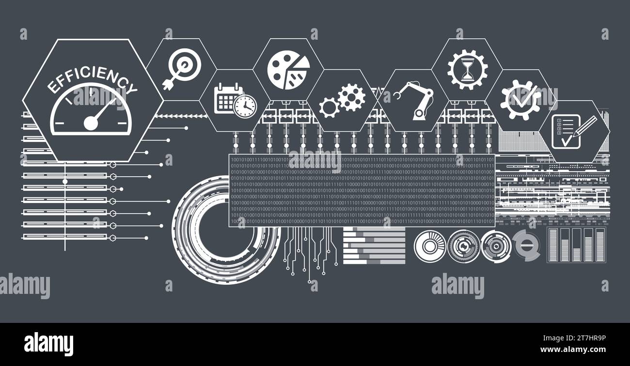 Concept of efficiency with connected icons Stock Photo - Alamy