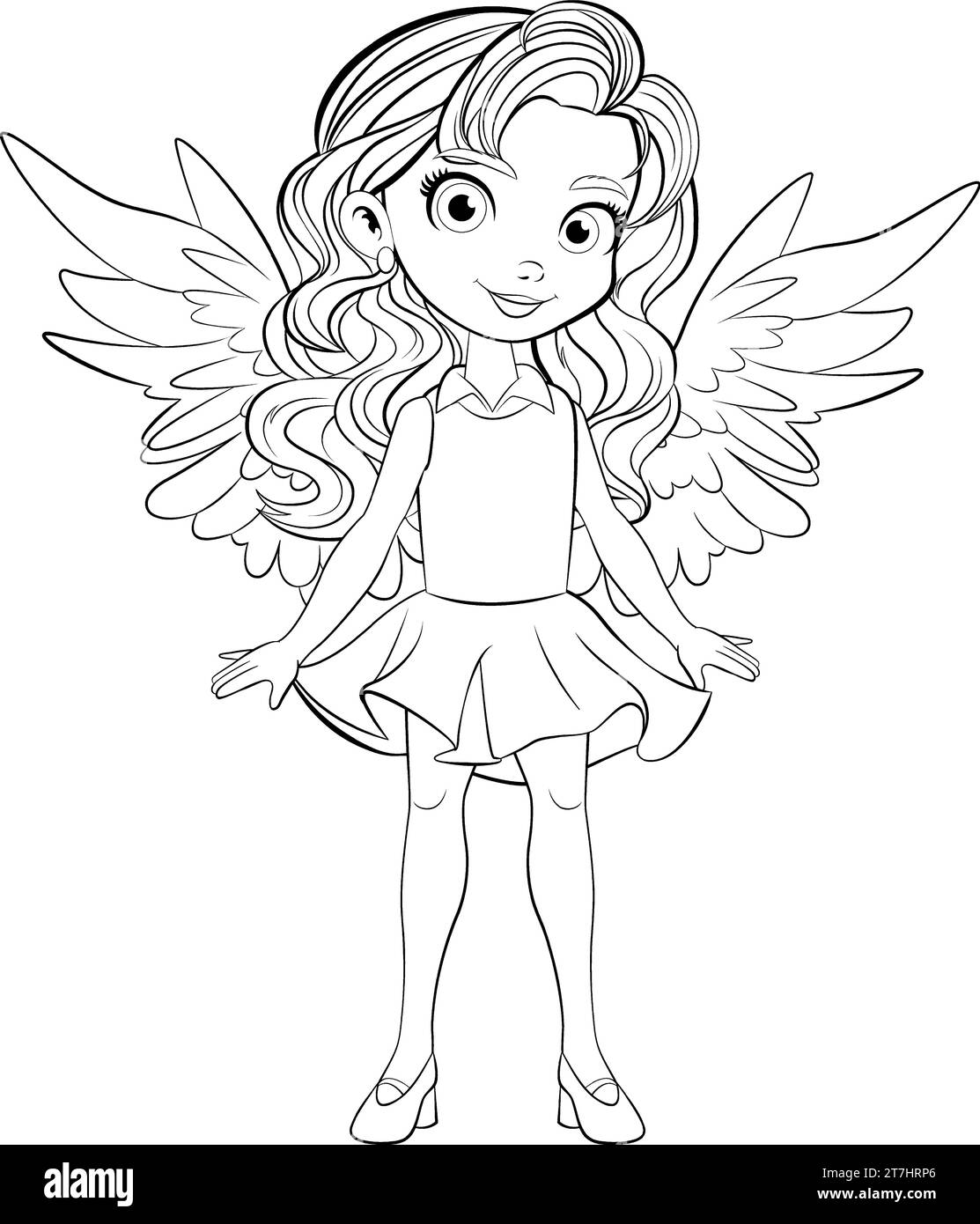 Colorable doodle outlines of fairy cartoon characters Stock Vector ...