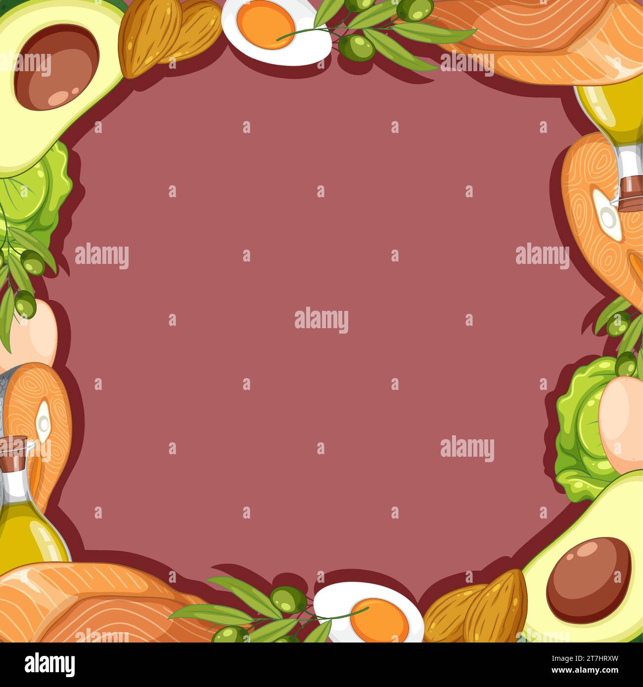 A vector cartoon illustration style A-frame border template with a food ...