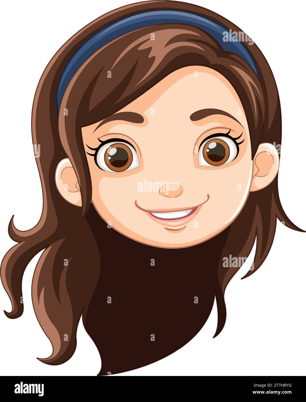 A cheerful cartoon girl with lovely long brown hair Stock Vector Image ...