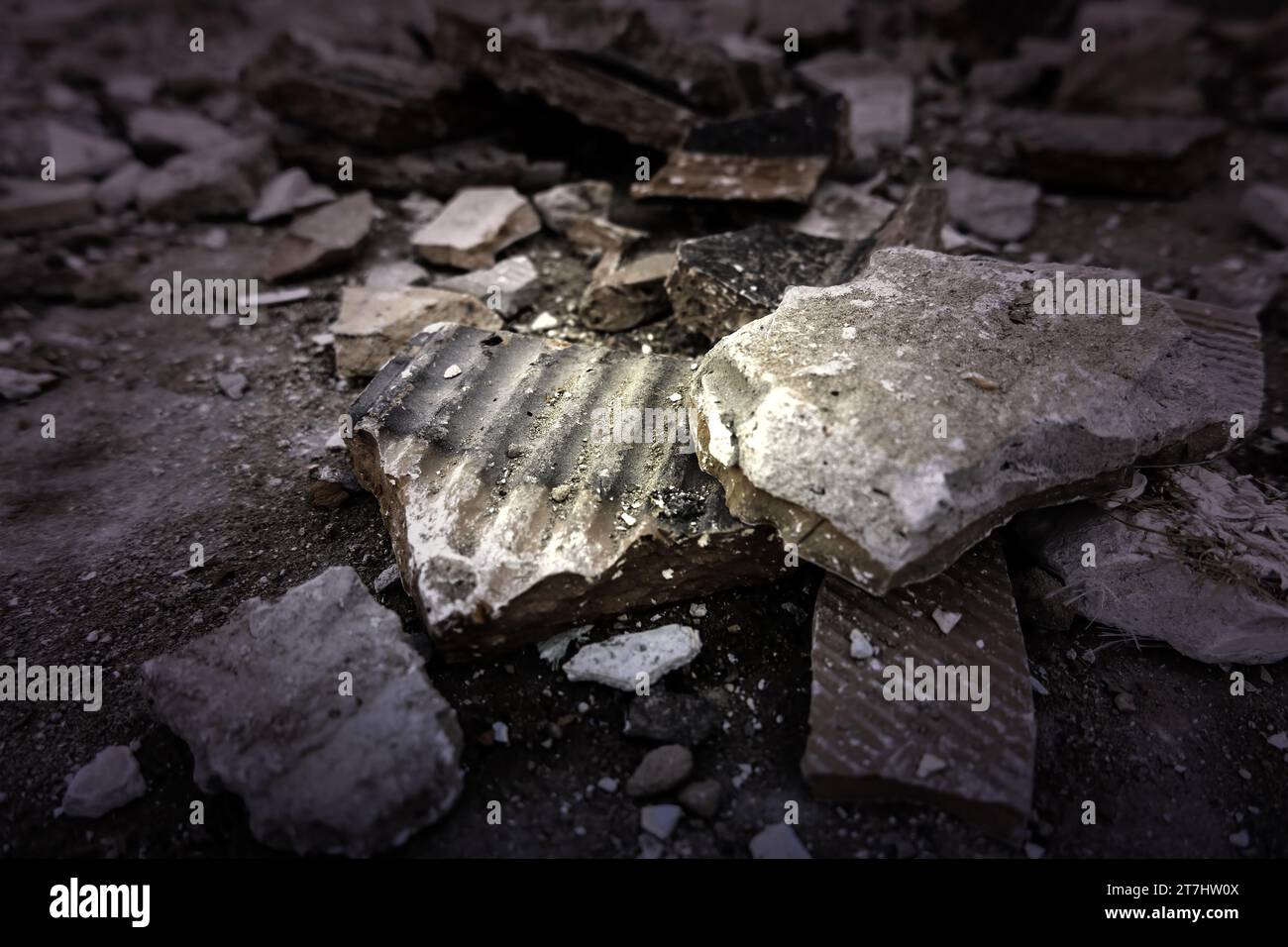 Detail of remains of construction, demolition and architectural work ...