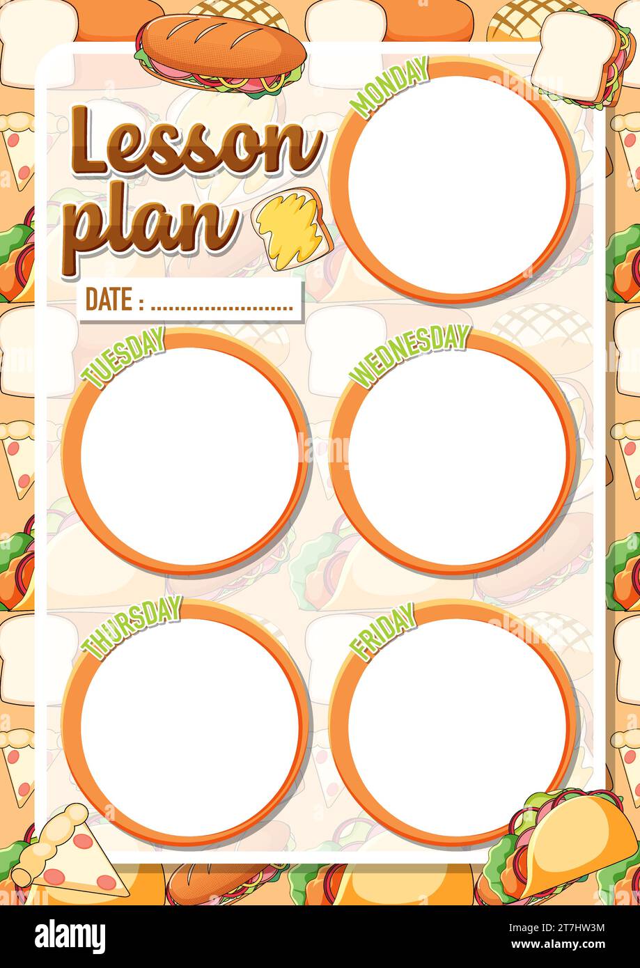 Cartoon illustration of a student's lesson plan and to-do list Stock ...