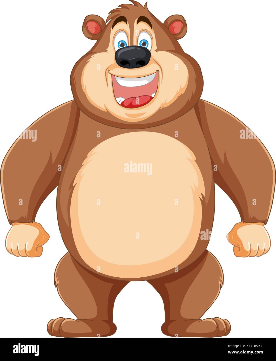 A joyful and content bear depicted in a cartoon-style illustration ...
