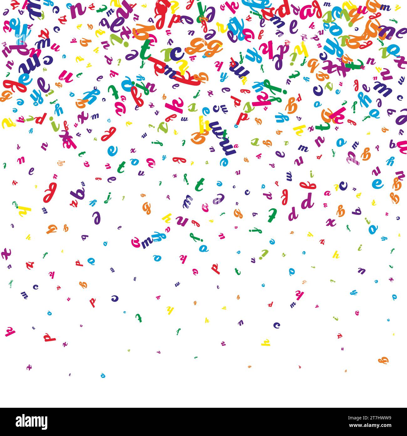 School notebook cover. Colorful childish floating letters of Latin ...