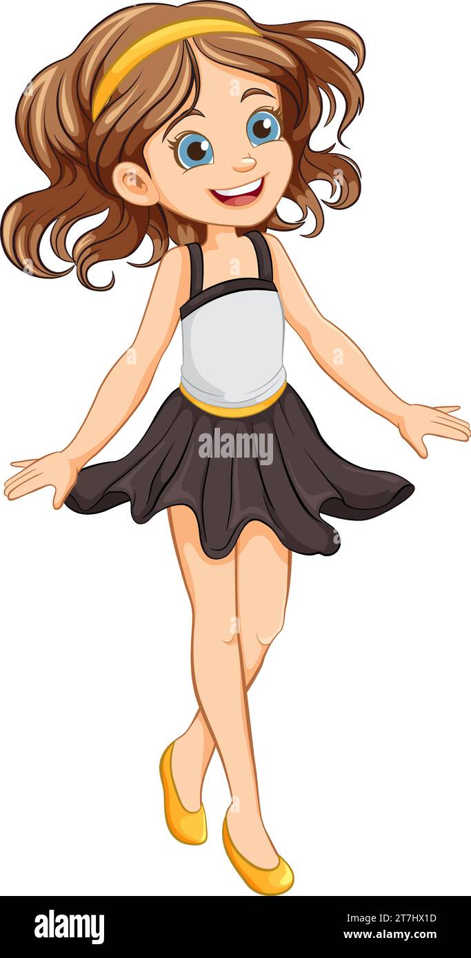 Adorable cartoon girl wearing a stylish cocktail dress Stock Vector ...