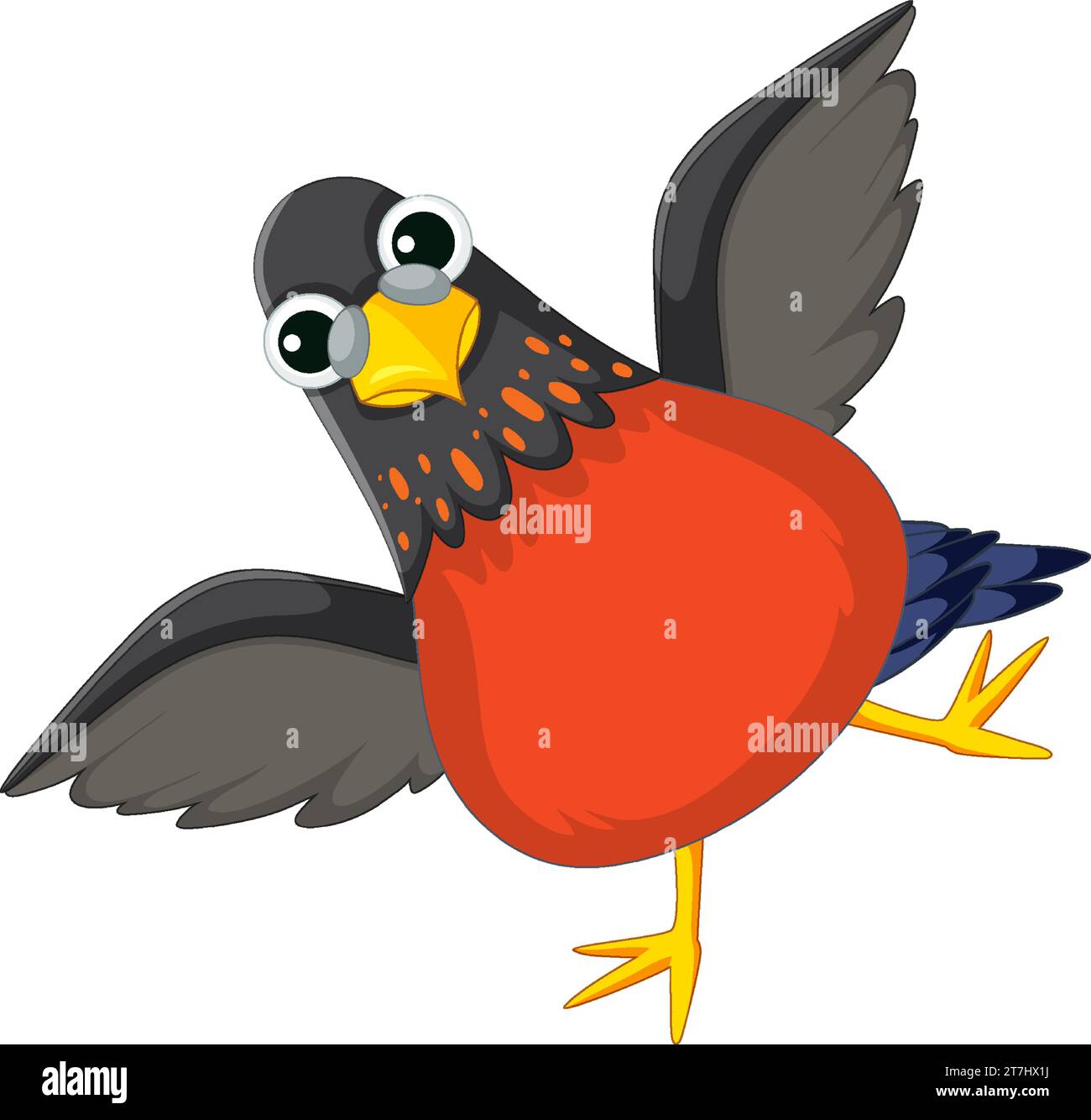Cute bird character standing on one leg, spreading wings Stock Vector ...