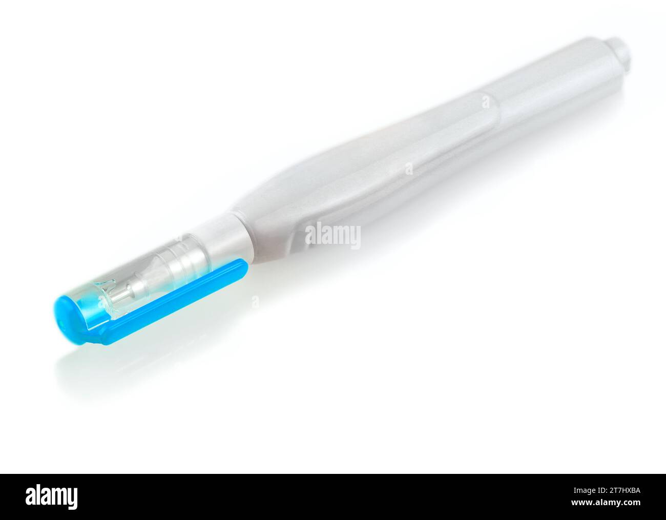 The blue pen corrector isolated on white background with clipping path ...