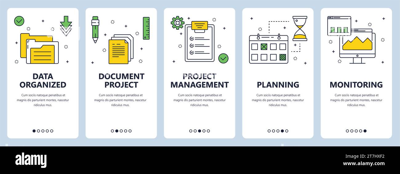 Vector set of vertical banners with Data organized, Document project ...
