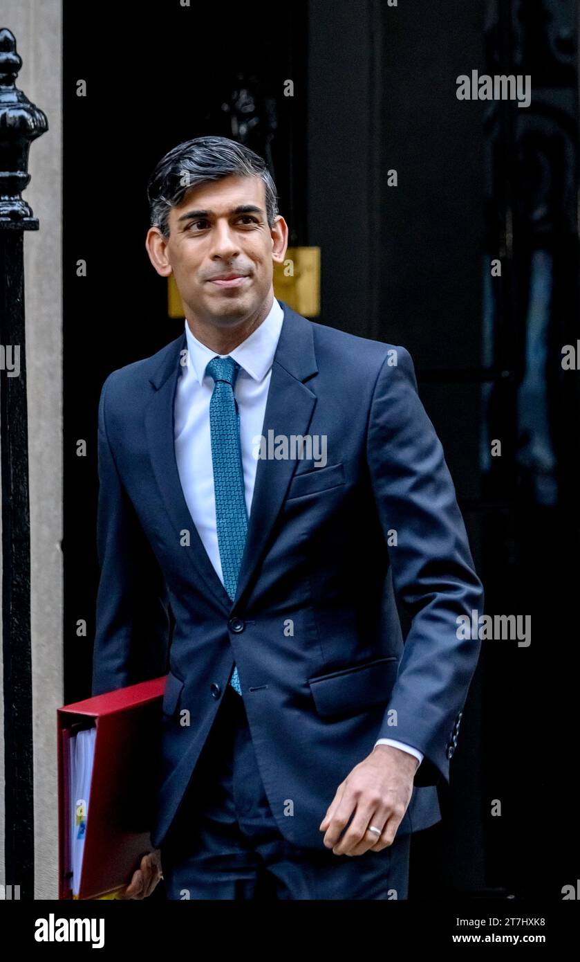 Rishi Sunak MP - British Prime Minister - leaving Downing Street for Primer Minister's Questions ...