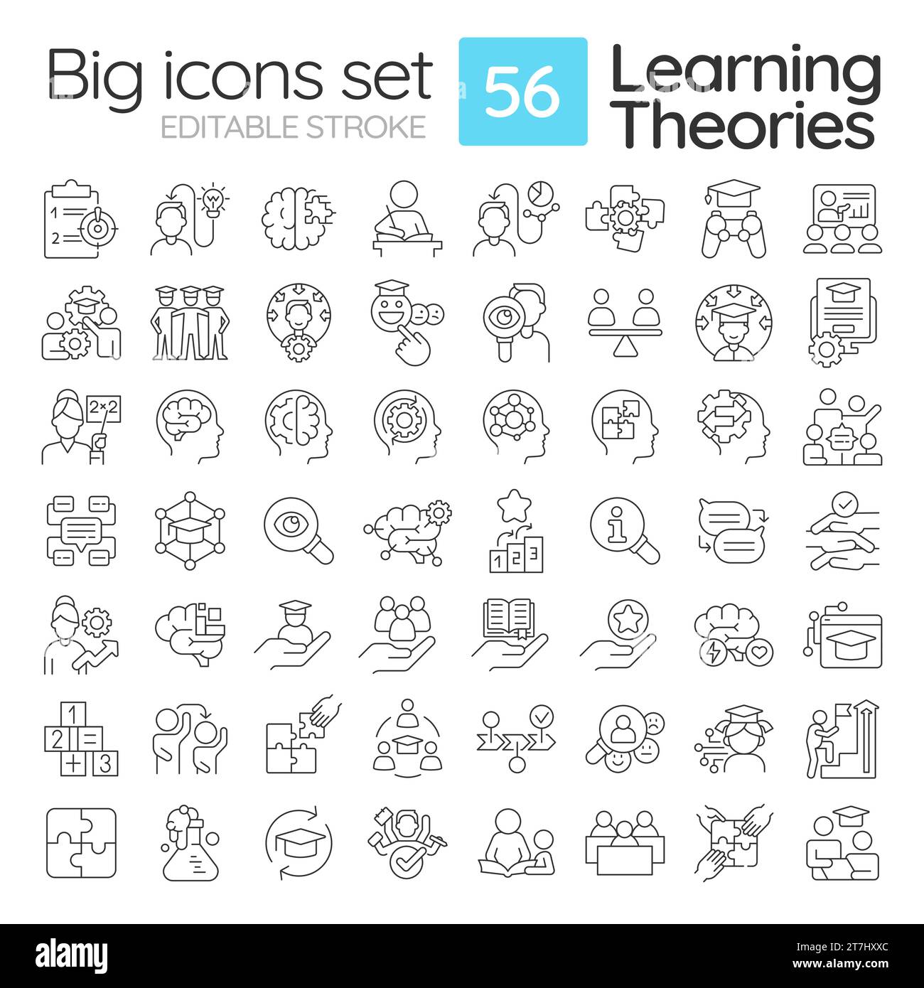 2D editable black big linear icons set for learning theories Stock Vector Image & Art - Alamy