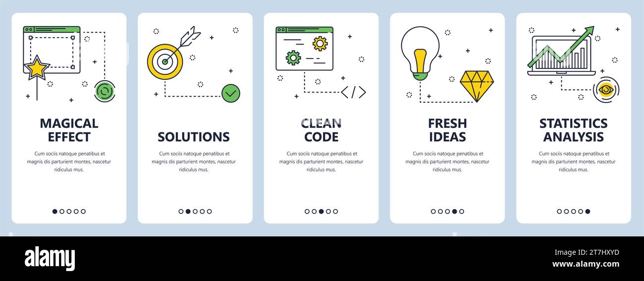 Vector set of vertical banners with Magical effect, Solutions, Clean ...