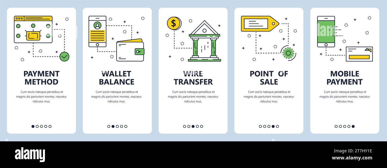 Vector set of vertical banners with Payment method, Wallet balance ...