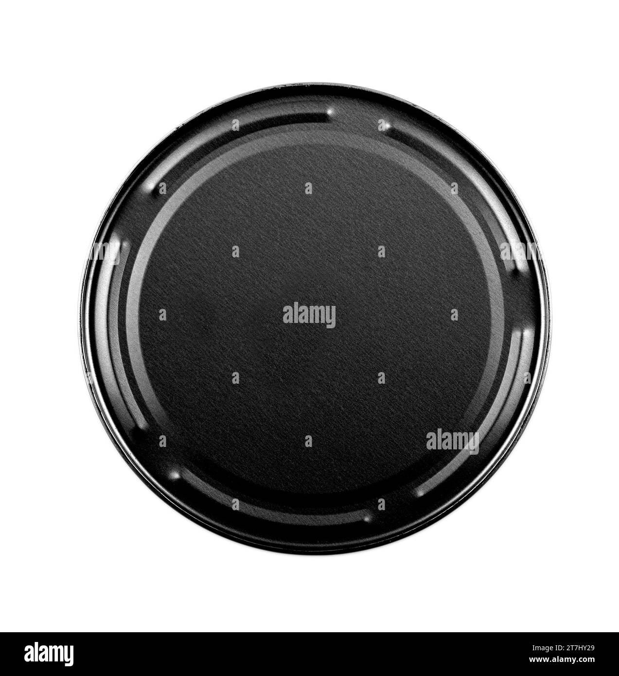 The black metal closed pot isolated on white background. View from ...