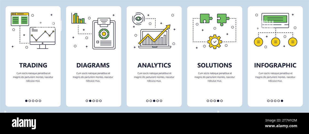 Vector set of vertical banners with Trading, Diagrams, Analytics ...