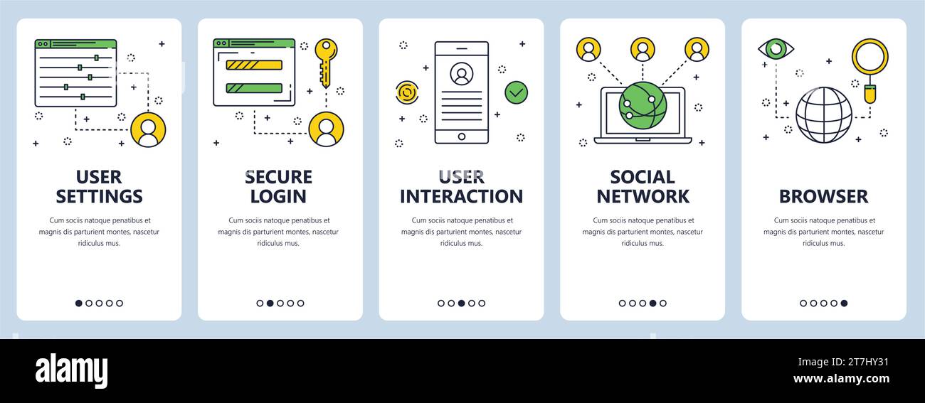 Vector set of vertical banners with User settings, Secure login, User ...