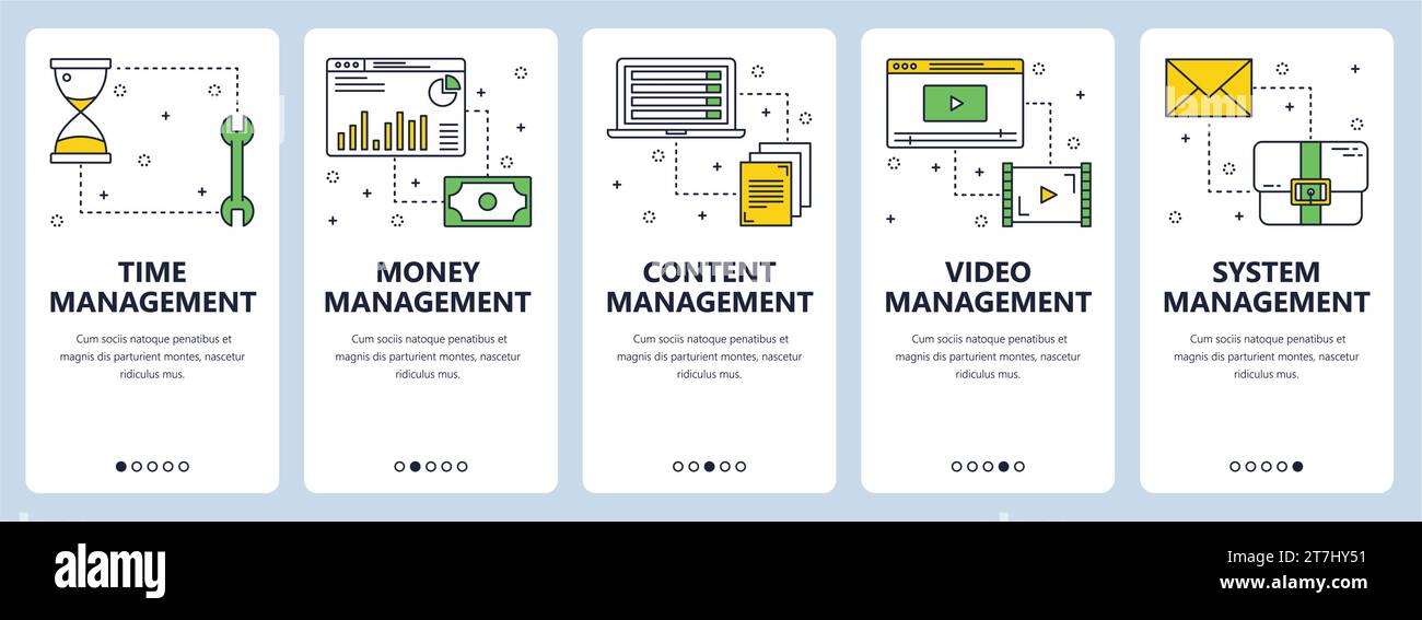 Vector set of vertical banners with Time management, Money management ...