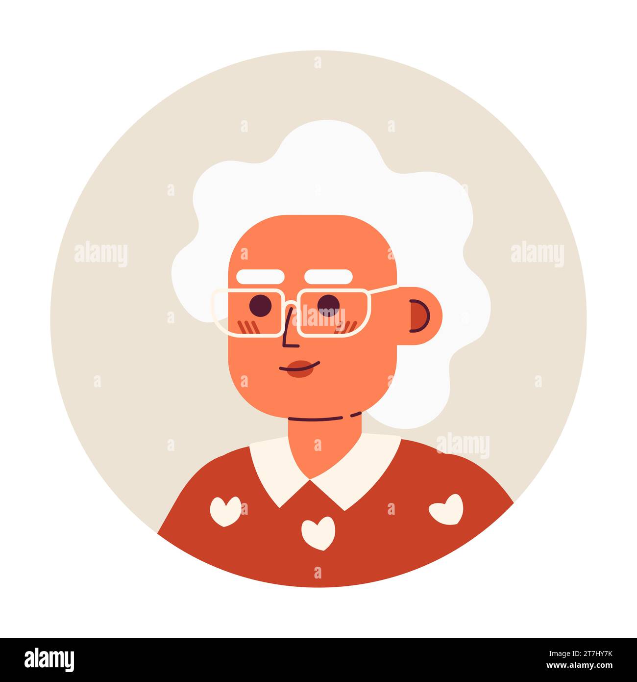 Eyeglasses grandmother relaxed smiling 2D vector avatar illustration ...