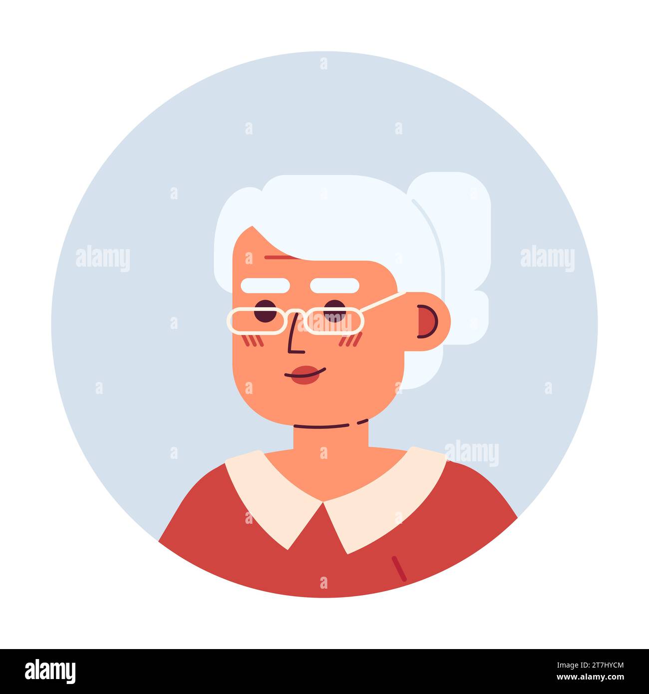 Eyeglasses asian grandma relaxed smiling 2D vector avatar illustration ...