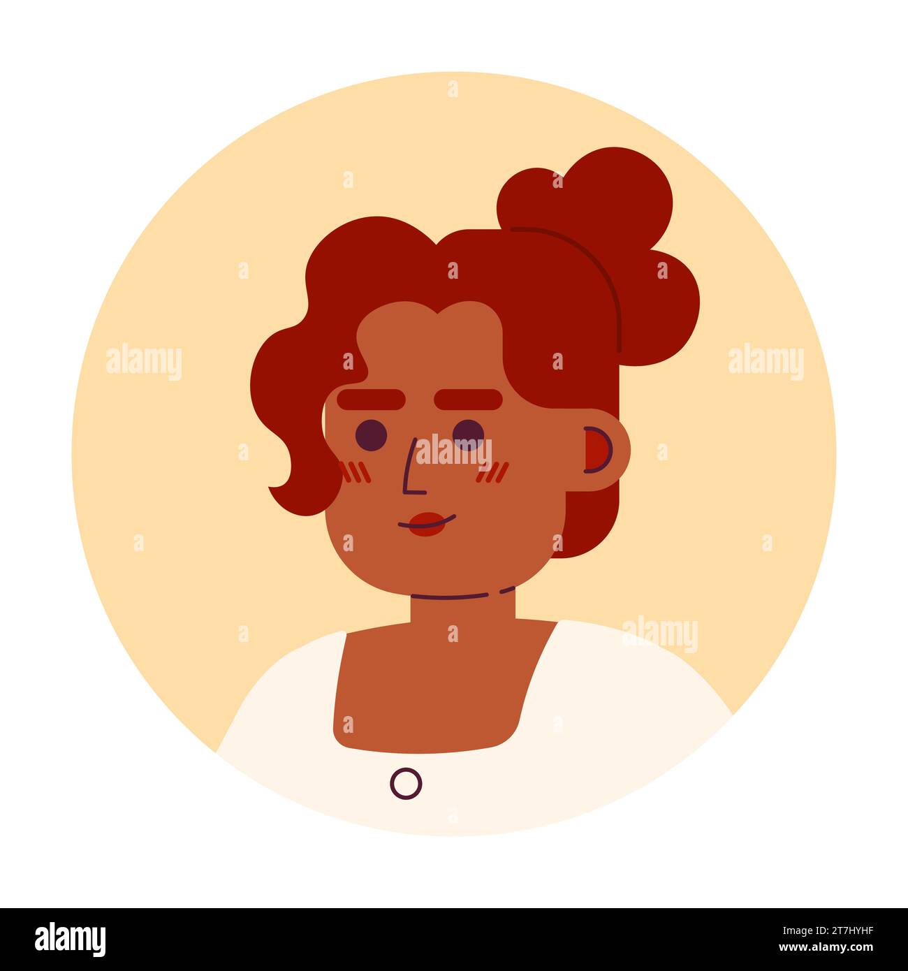 African-american curly hair woman relaxed smiling 2D vector avatar ...