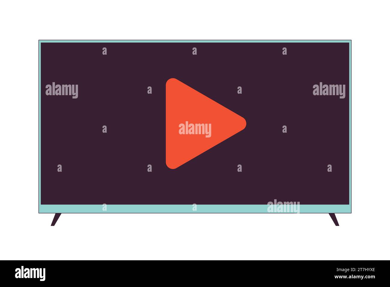 Television with video player 2D linear cartoon object Stock Vector ...