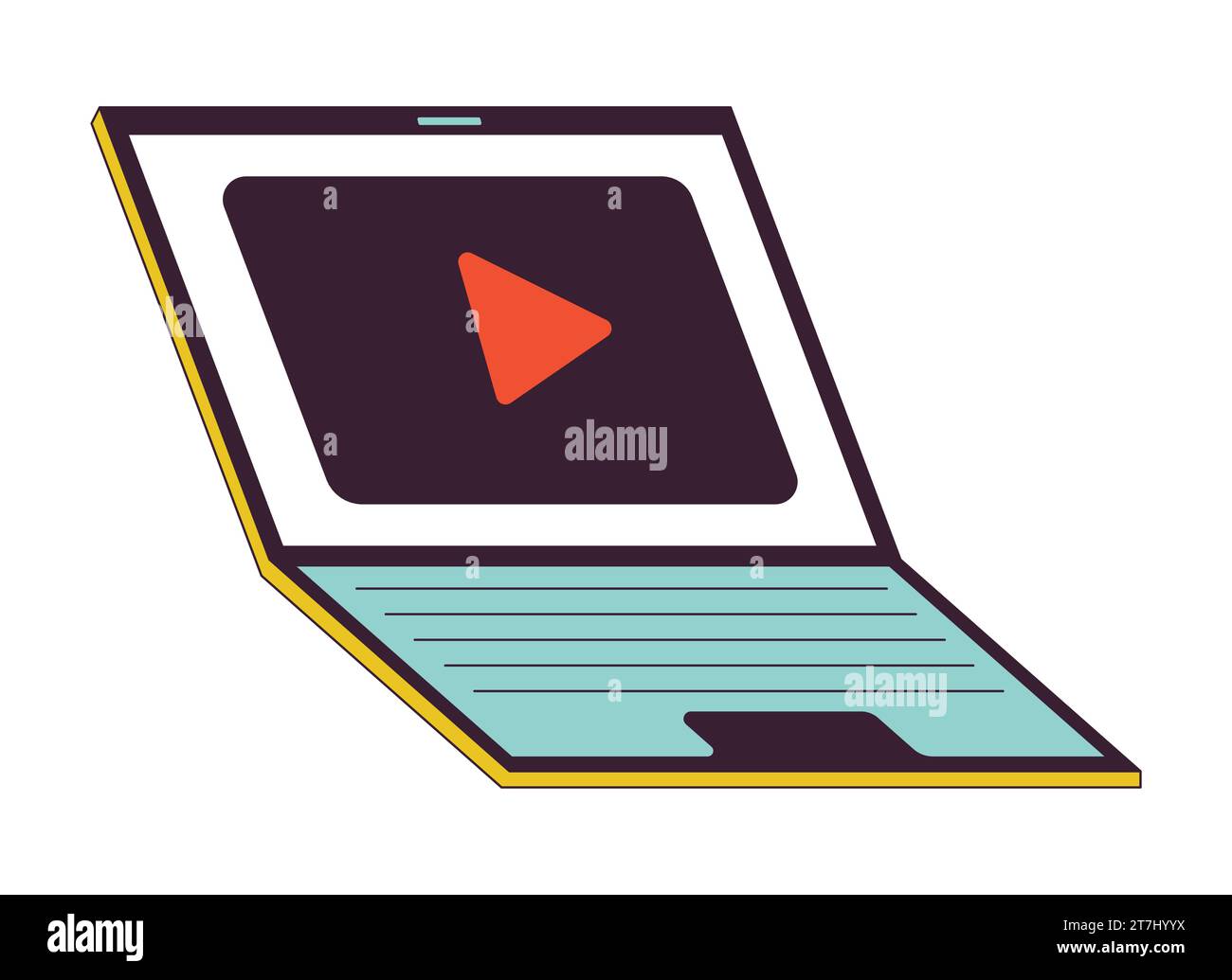 Video player on laptop 2D linear cartoon object Stock Vector Image ...