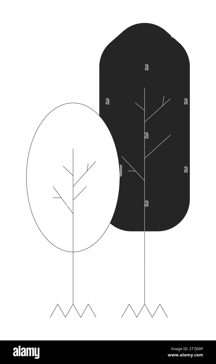 Autumn trees black and white 2D line cartoon object Stock Vector Image ...