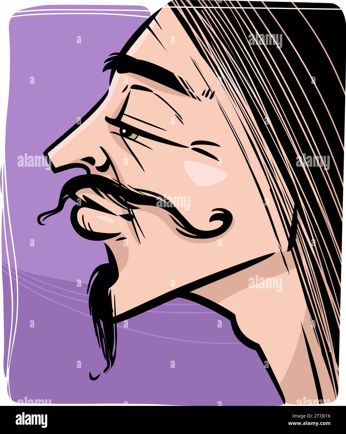 Sketch Drawing Illustration of Vintage Young Man with Beard and ...