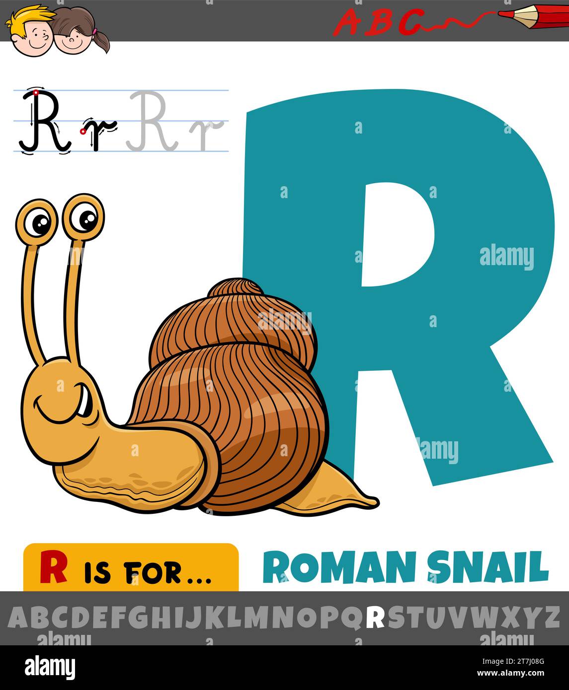 Educational cartoon illustration of letter R from alphabet with roman ...