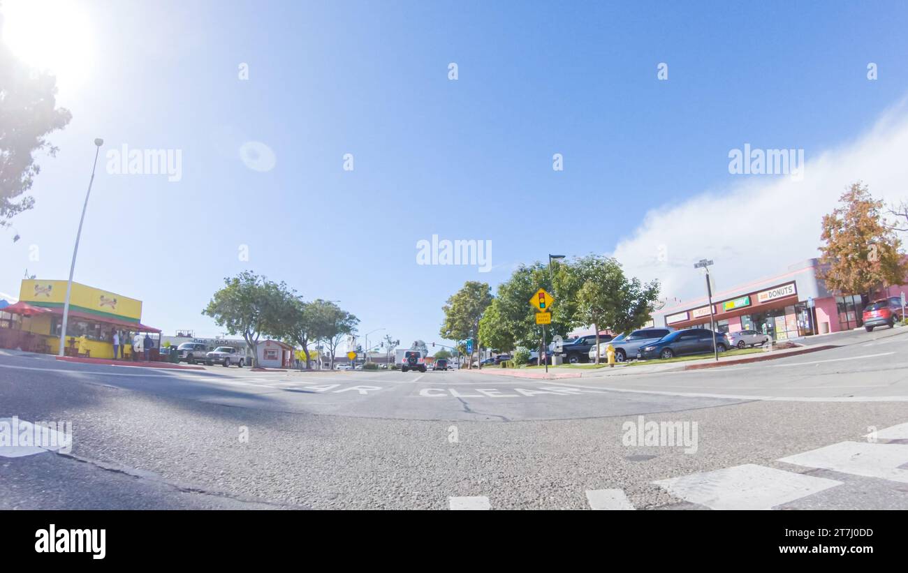 Winter drive through Santa Maria's charming streets Stock Photo - Alamy