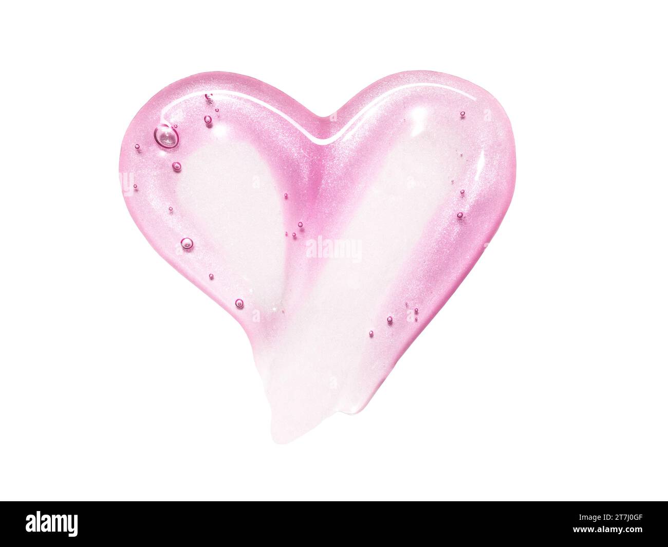 Pink shimmering lip gloss texture in heart shape, texture stroke ...