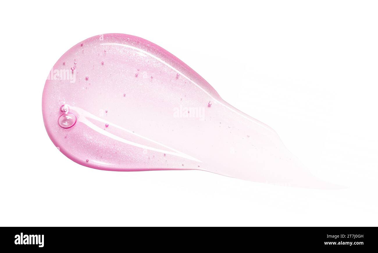 Pink lip gloss texture isolated on white background. Smudged cosmetic ...